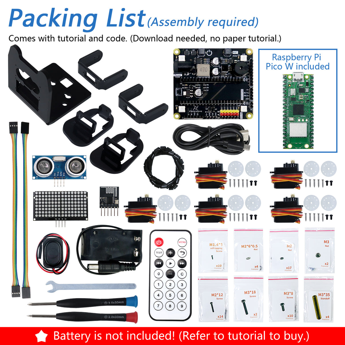 Freenove Bipedal Robot Kit for Raspberry Pi Pico 1 2 W H WH