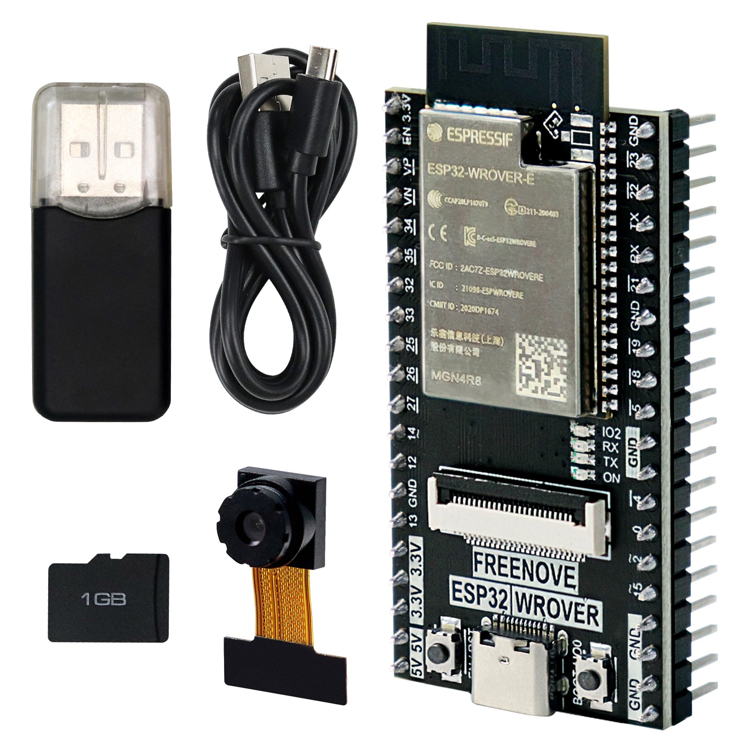 Freenove ESP32 CAM Camera Wi-Fi Bluetooth Board, Dual-core 32-bit 240