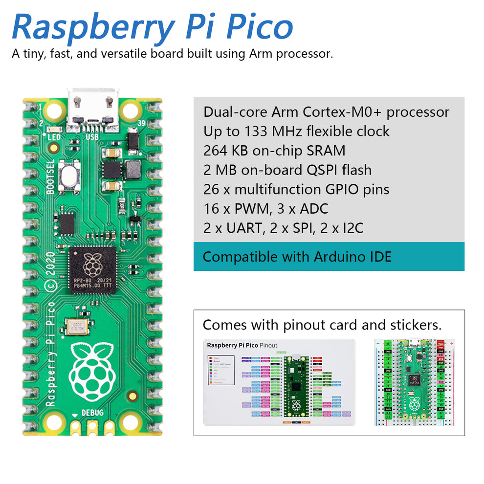 Freenove Raspberry Pi Pico (W) Board with Headers