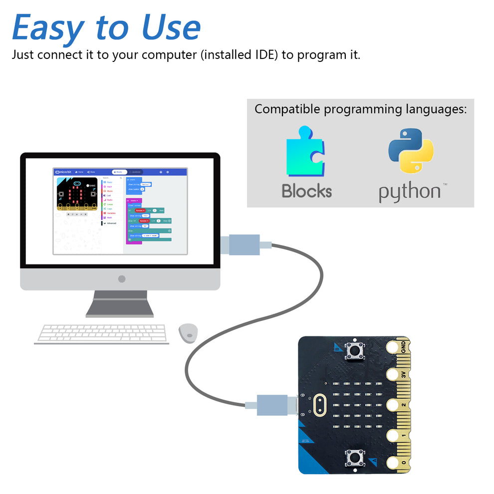 Freenove BBC micro:bit V2 Development Board, Blocks and Python Code, D
