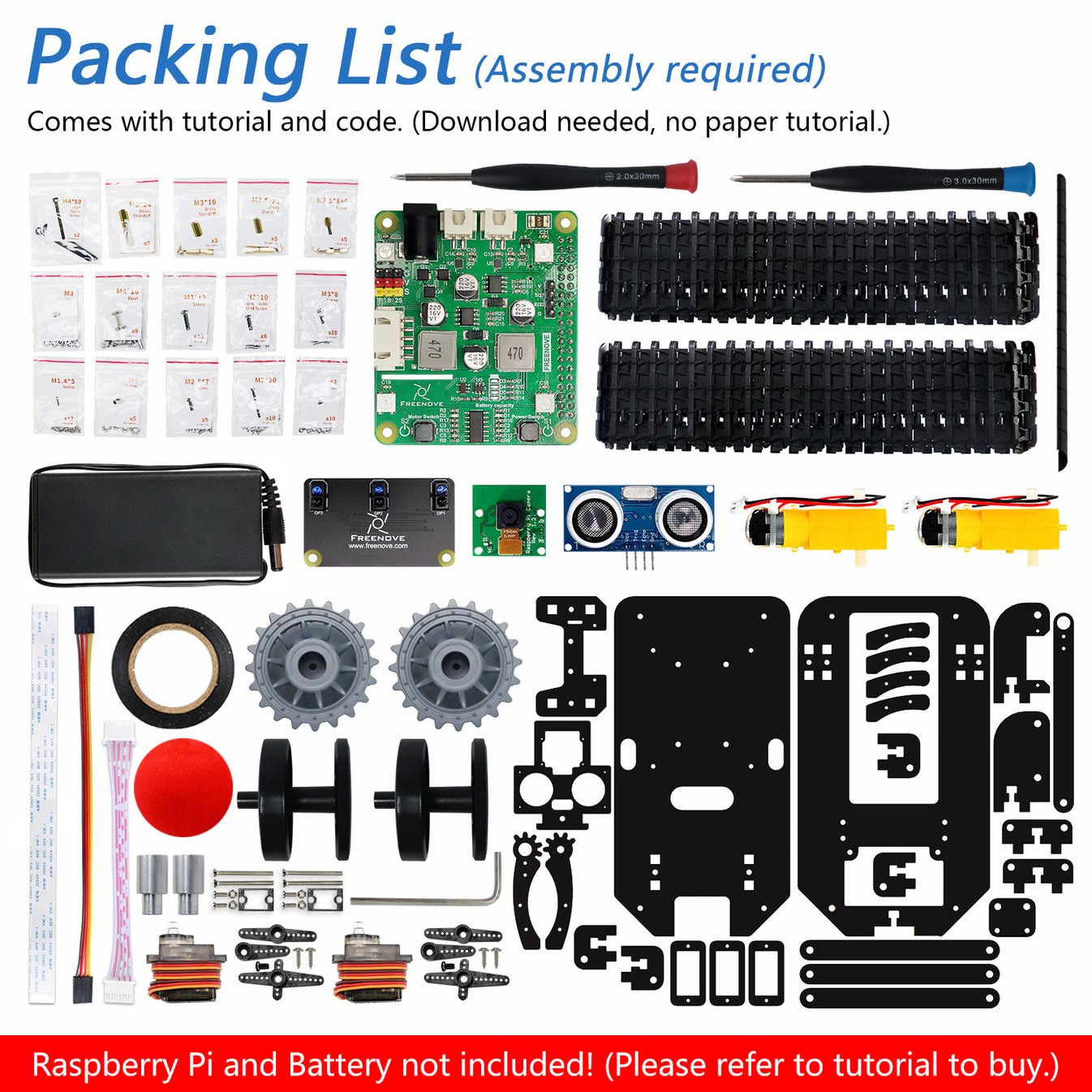 Freenove Tank Robot Kit for Raspberry Pi 5 4 B 3 B+ Zero 2 W, Crawler