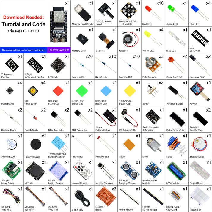 Freenove Ultimate Starter Kit For Esp32 S3 Esp32 S3 Cam Camera Wi Fi B