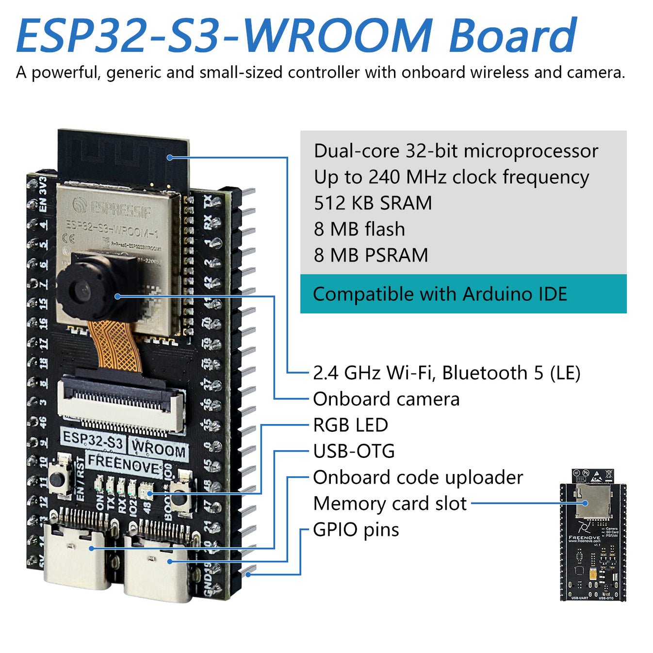 Freenove Ultimate Starter Kit for ESP32-S3 ESP32 S3 CAM Camera Wi-Fi B