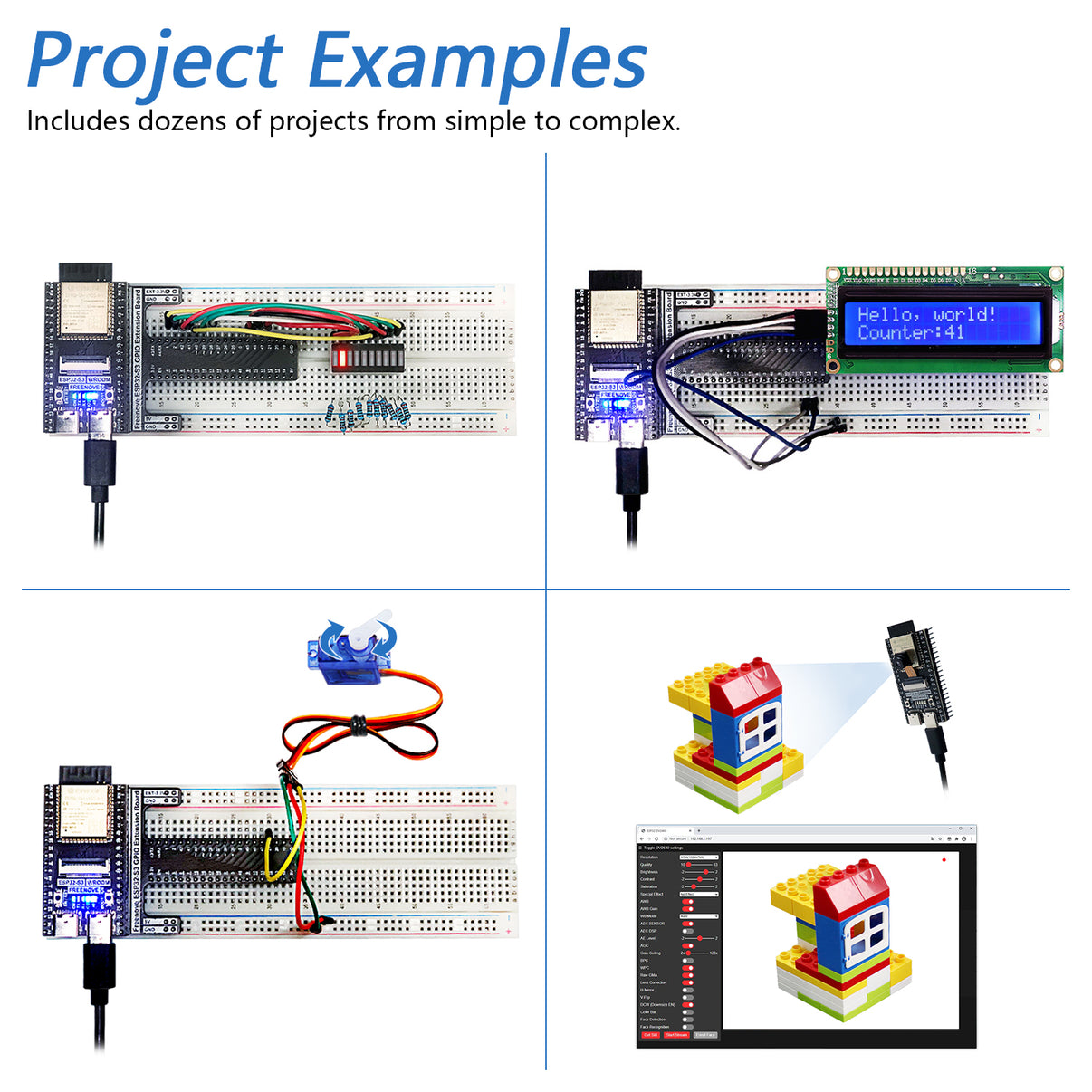 Freenove Super Starter Kit For Esp32 S3 Esp32 S3 Cam Camera Wi Fi Blue