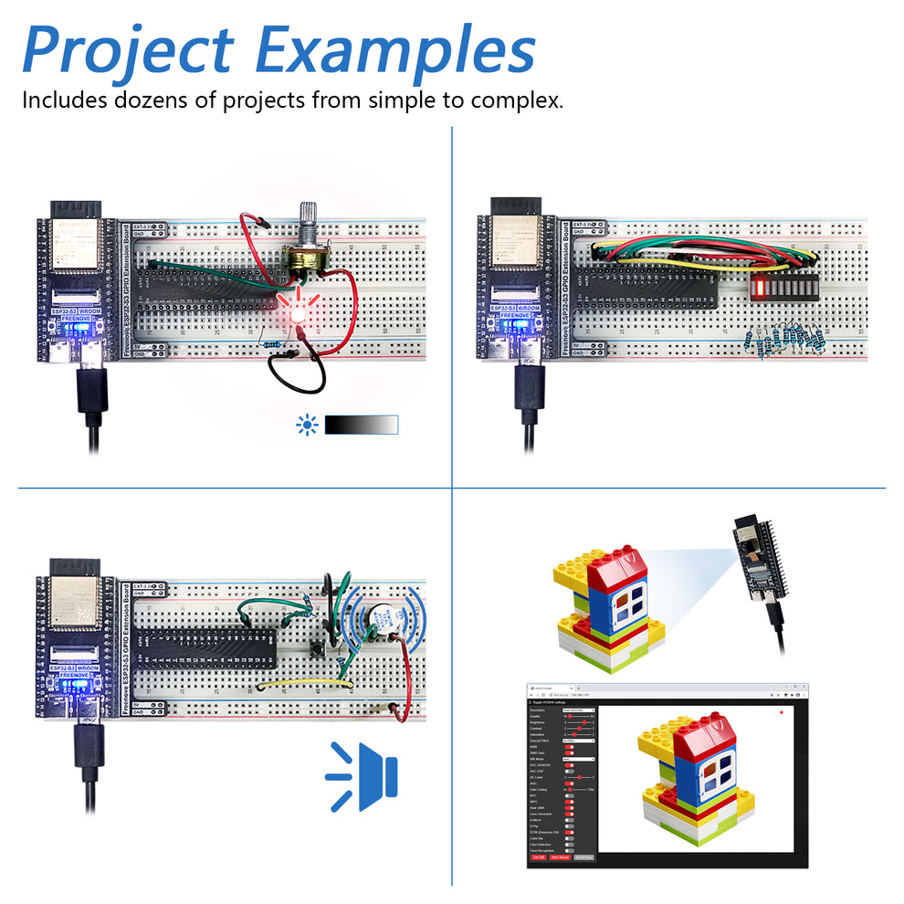 Freenove Basic Starter Kit for ESP32-S3 ESP32 S3 CAM Camera Wi-Fi Blue