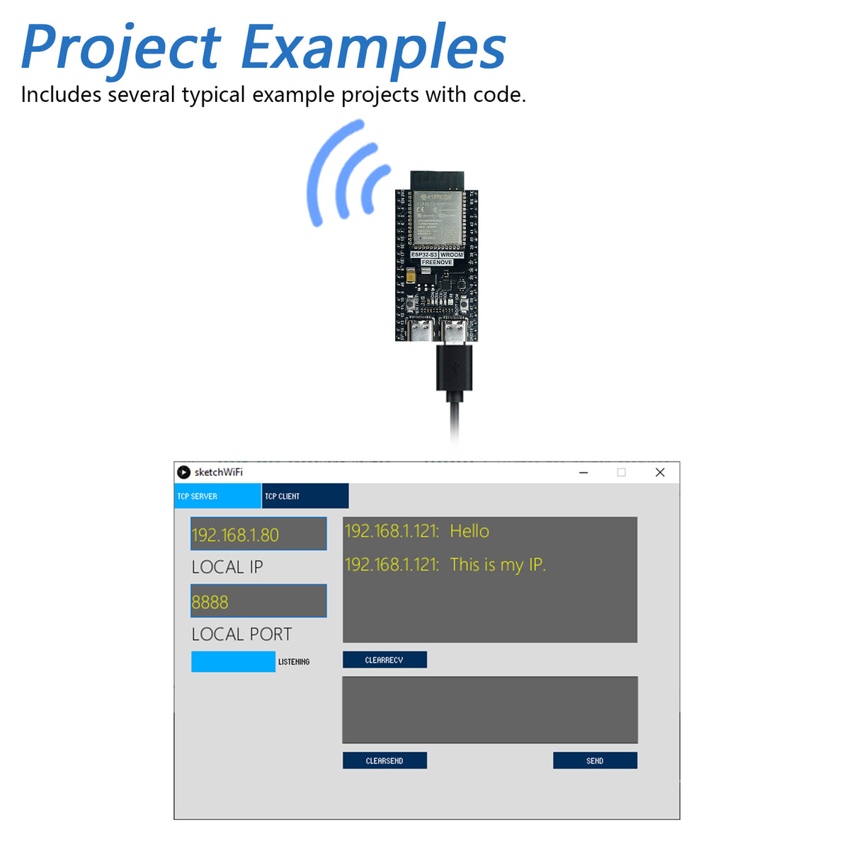 Freenove ESP32-S3 ESP32 S3 Wi-Fi Bluetooth Board Lite, Dual-core 32-bi
